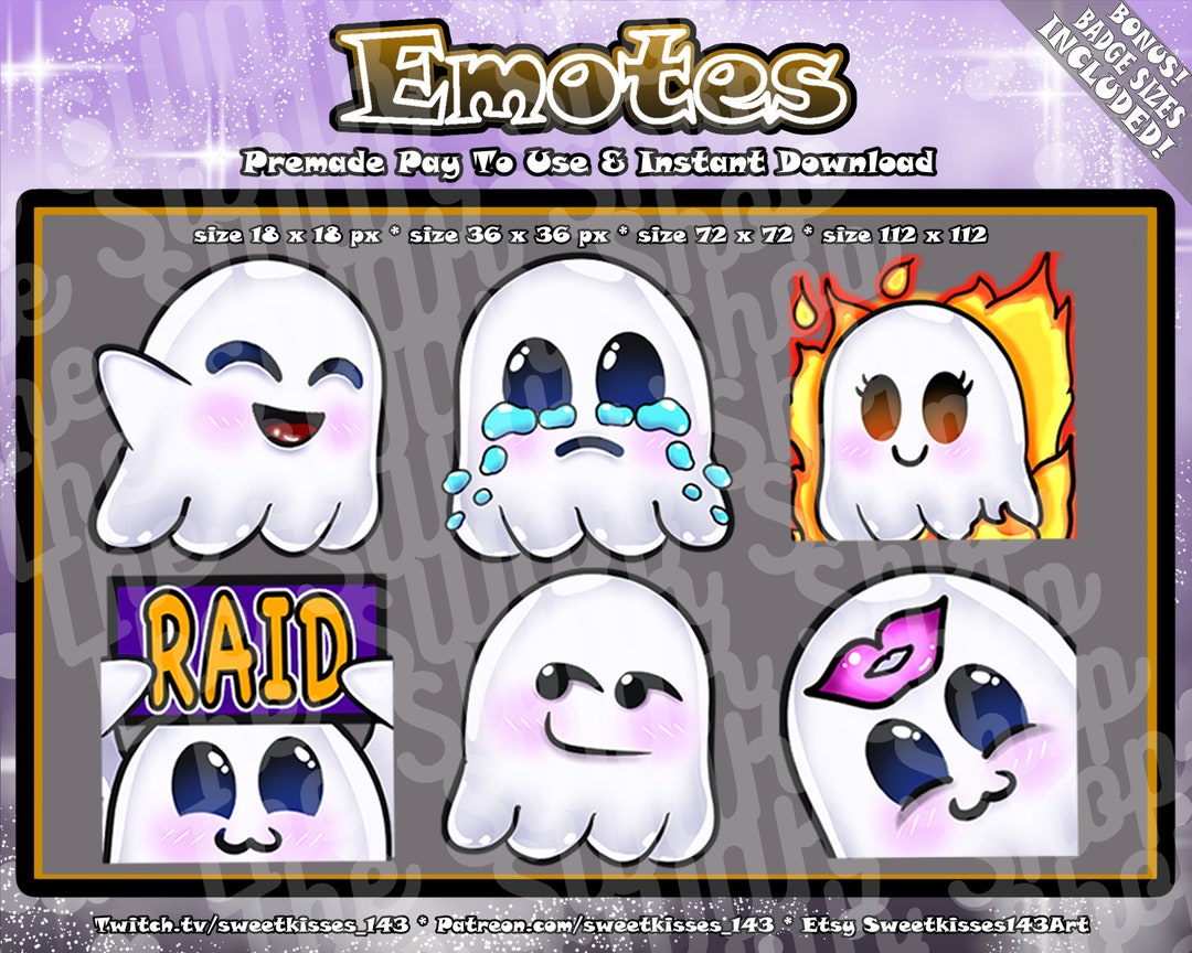 Twitch Ghost Emote Pack 3 BONUS Badges | 6 Ready to Use Emotes ...