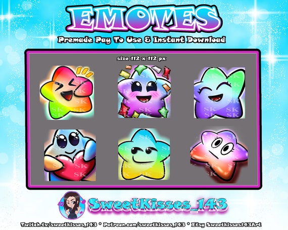 6 Twitch Star Emote Rainbow Bundle 1 Instant Download - Etsy