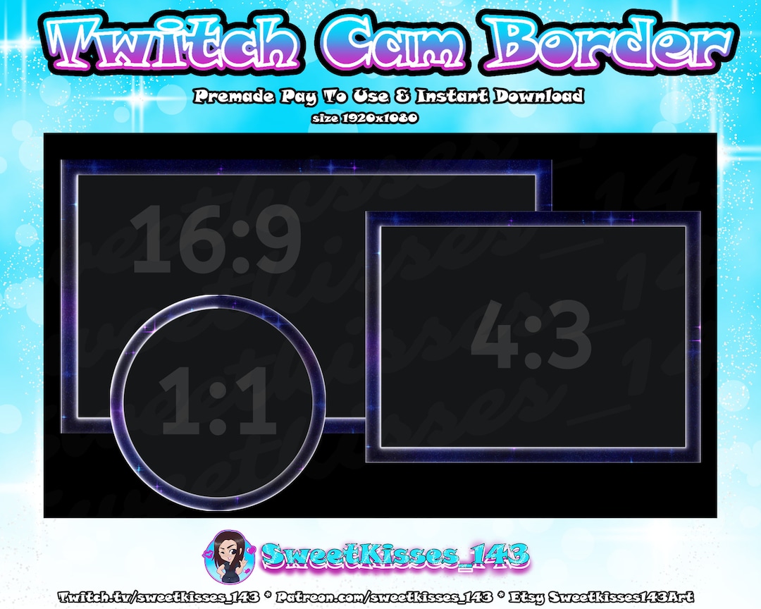 ANIMATED Celestial Twinkle Star Twitch Camera Borders in White | Twitch ...