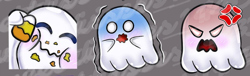 Twitch Ghost Emote Pack 2 BONUS Badges | 6 Ready to Use Emotes ...
