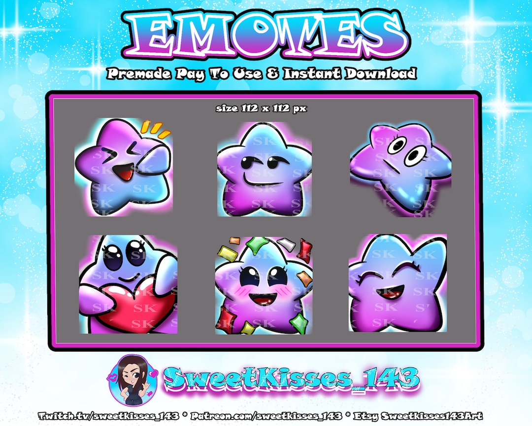 6 Twitch Star Emote Bundle Pack 1 | Instant Download | Twitch Emote Set ...