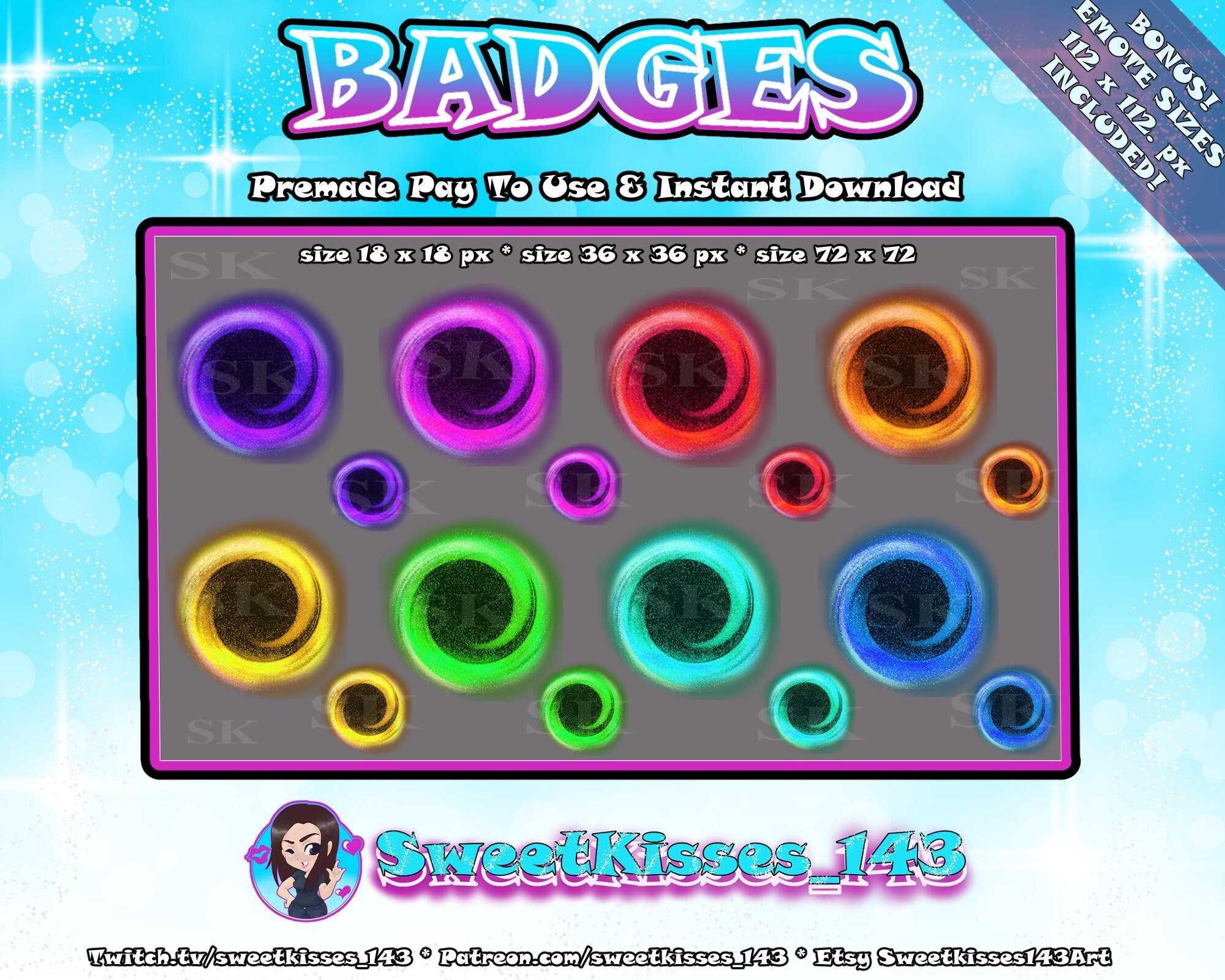 8 Twitch Sub Badge Pack Twitch Bit Badge Pack Twitch 8 Emotes Bonus ...