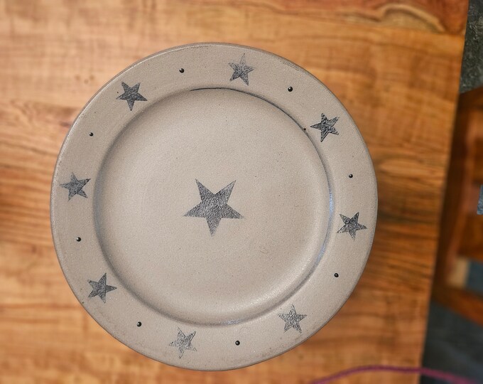Rowe Salt Glazed Pottery Plate With Blue Stars - Retired Pattern - Etsy