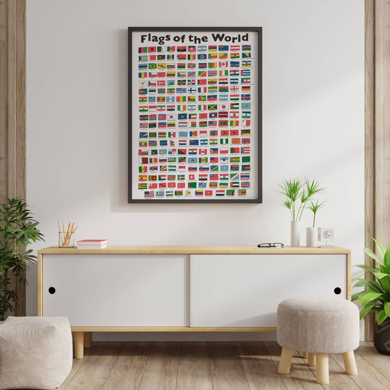 Flags of the World Poster Hand Drawn Countries Flags Chart - Etsy Canada