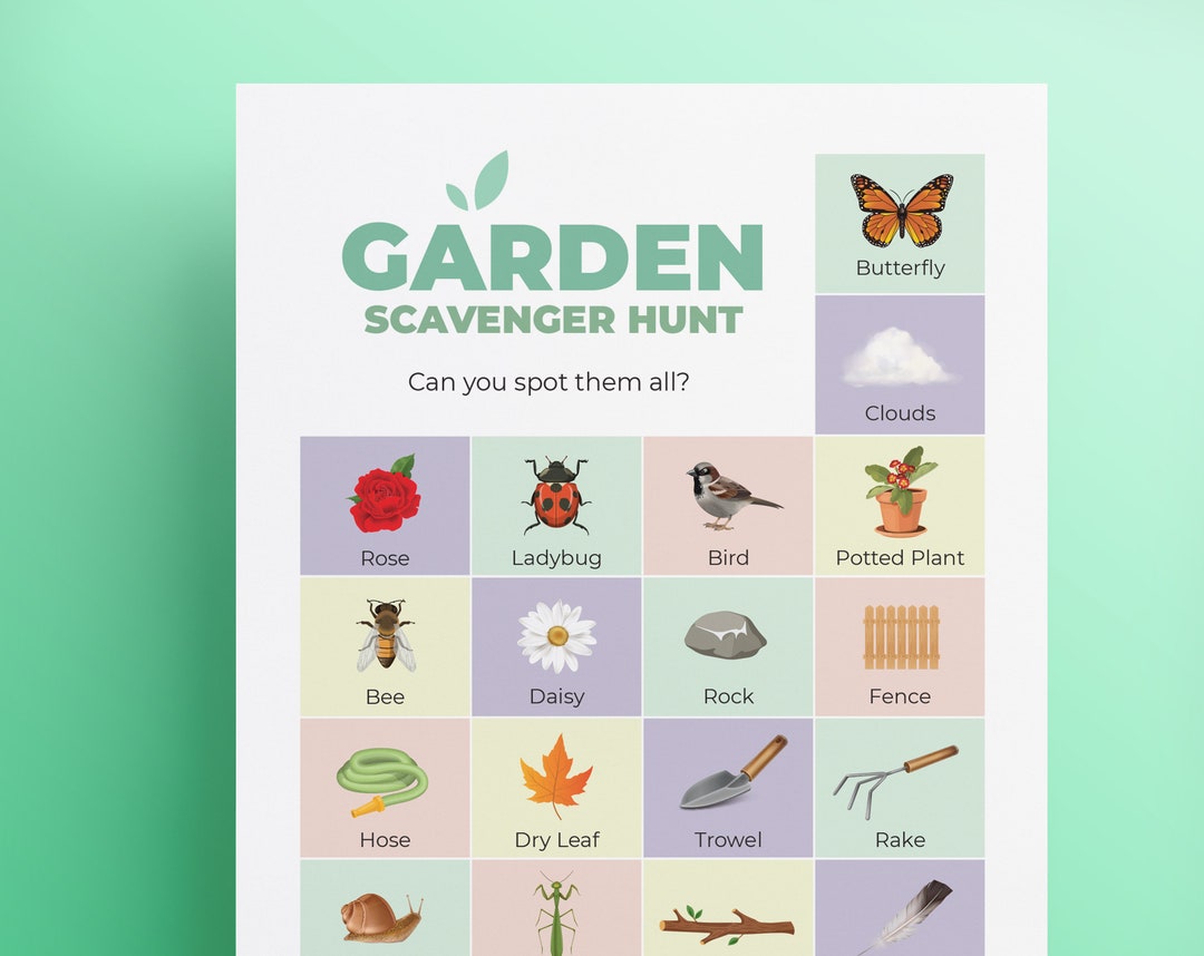 Garden Scavenger Hunt | Backyard Fun | Boredom Buster | Printable ...
