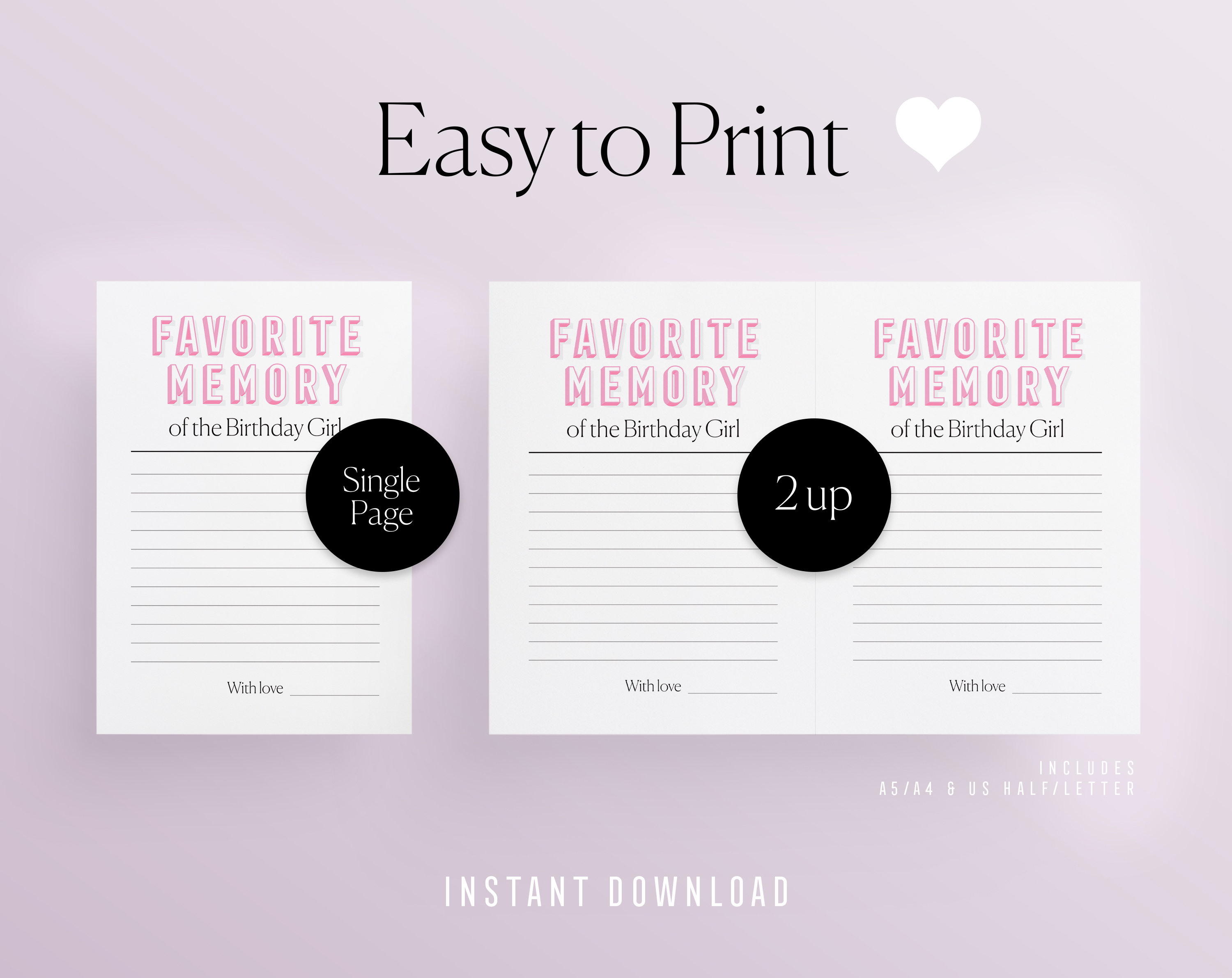Favorite Memory of the Birthday Girl Printable She/her Birthday Adult ...