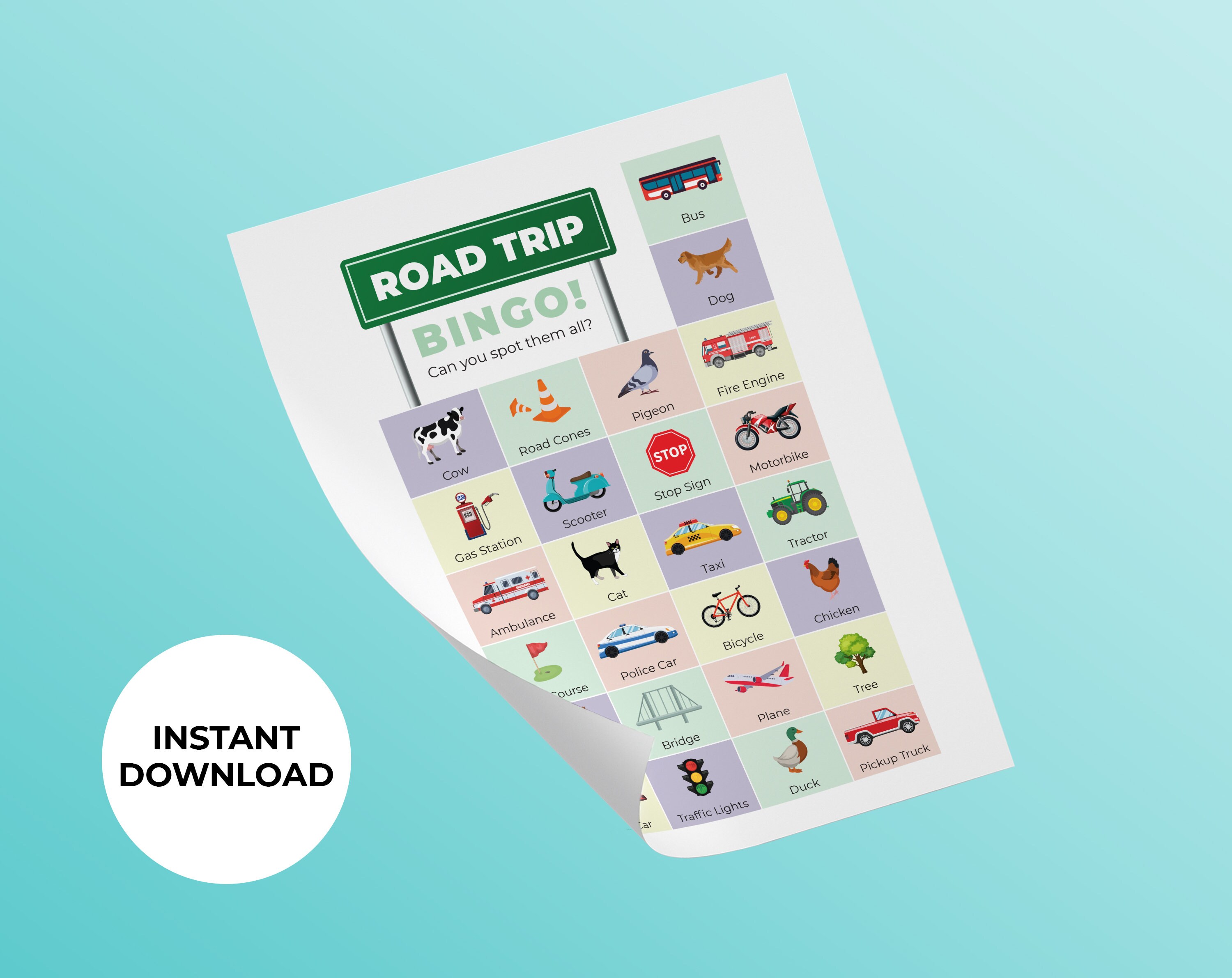 Road Trip Bingo | Travel Fun | Boredom Buster | Printable | Kids Game ...