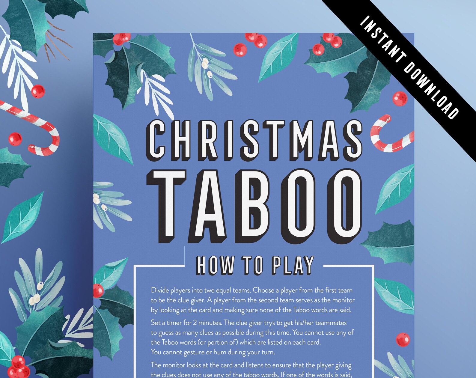 Christmas Taboo Christmas Party Game 90 Cards Christmas | Etsy