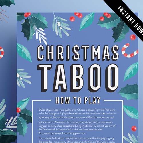 Christmas Taboo Christmas Party Game 90 Cards Christmas | Etsy