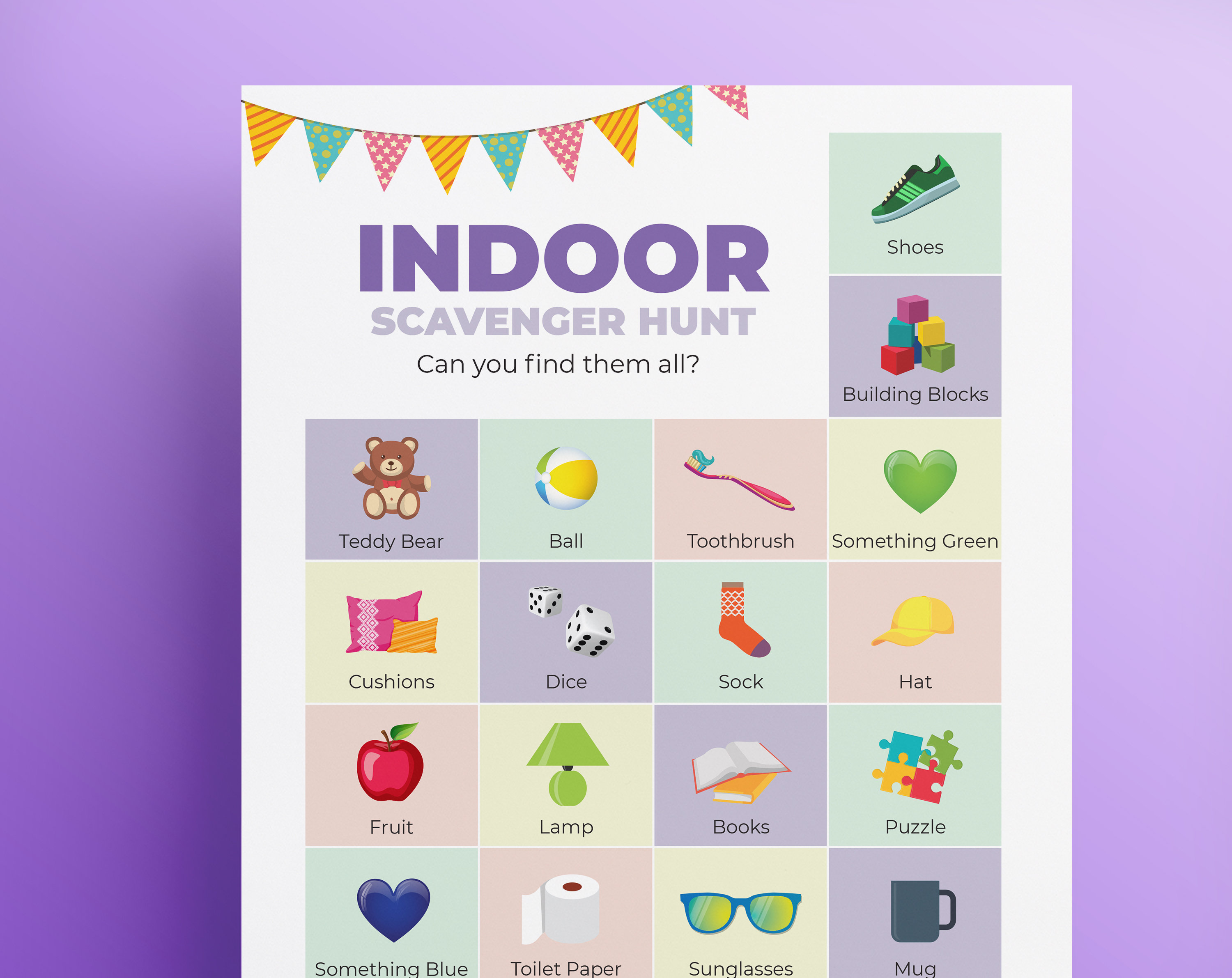 Indoor Scavenger Hunt | Kids Fun | Boredom Buster | Printable | Kids ...