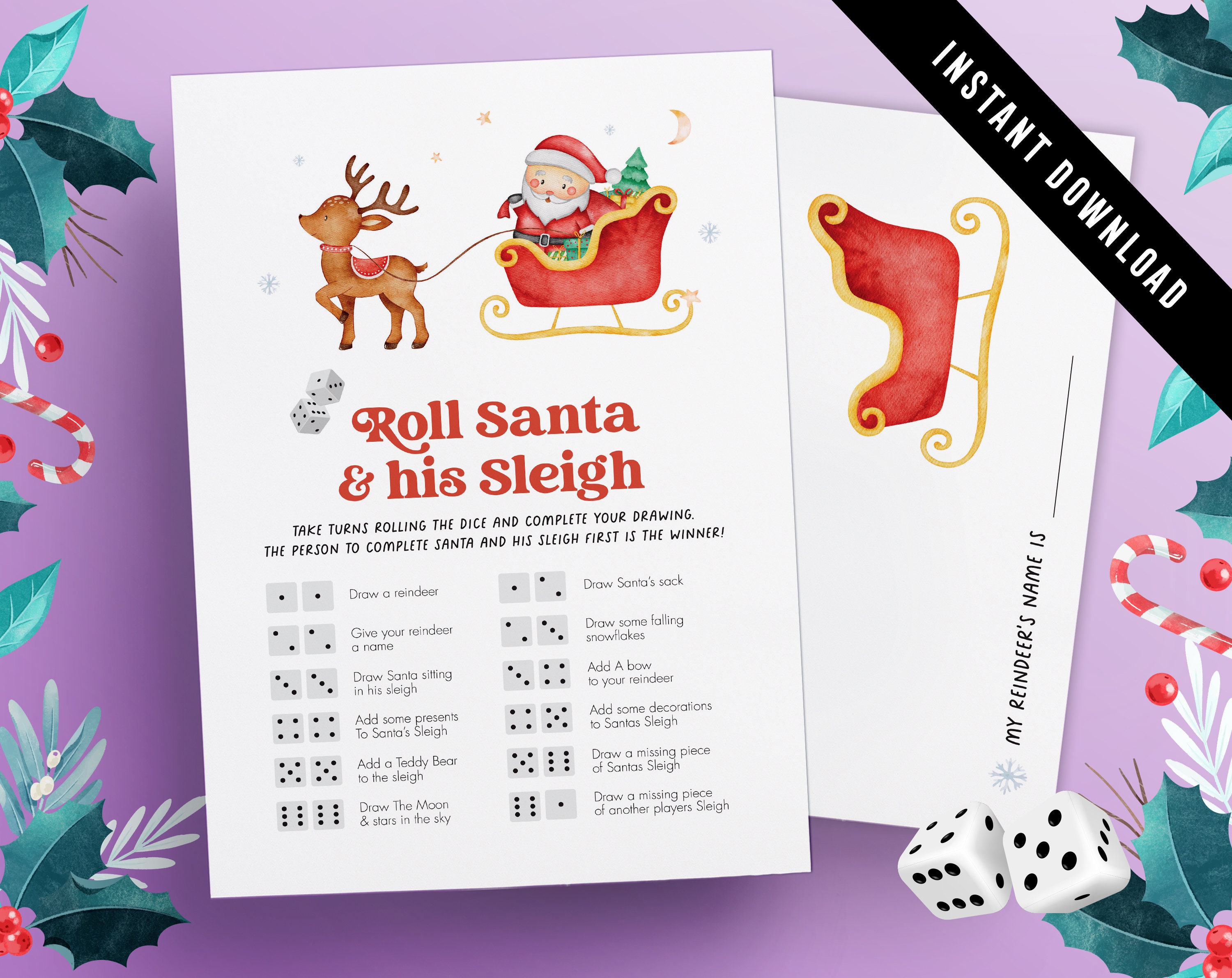 Roll a Christmas Bundle Dice Game Roll a Snowman Roll - Etsy