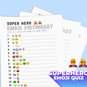 Super Hero Emoji Quiz Modern Design Printables Emoji Pictionary 3 Fun ...