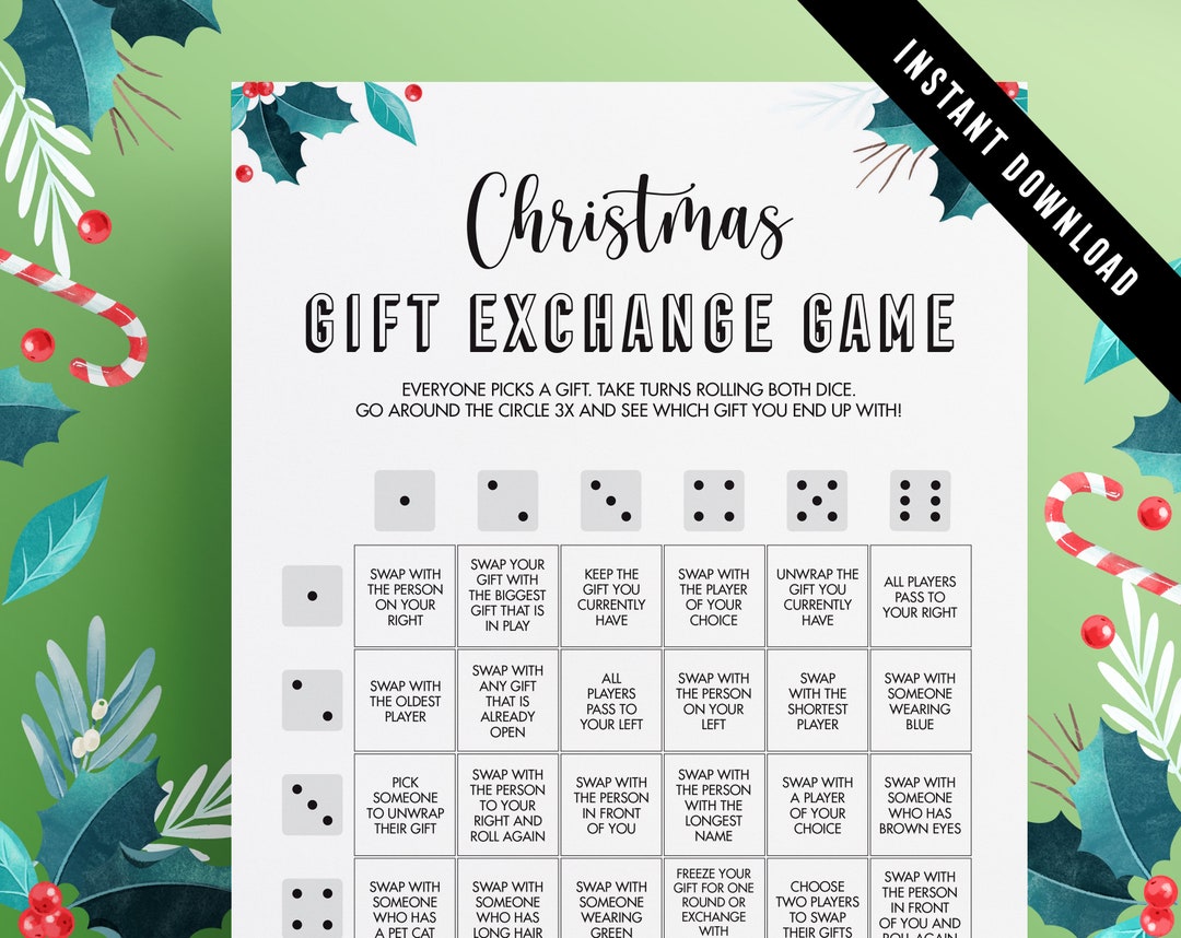 Christmas Gift Exchange Dice Game | Christmas Activity | Printables ...
