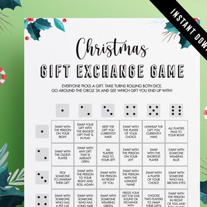Christmas Gift Exchange Dice Game | Christmas Activity | Printables ...