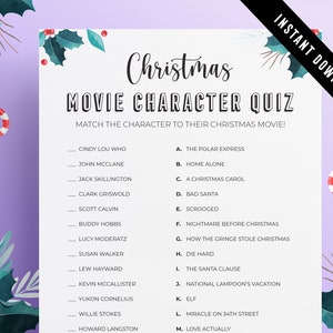 Match the Christmas Movie Characters Quiz | Christmas Activity ...