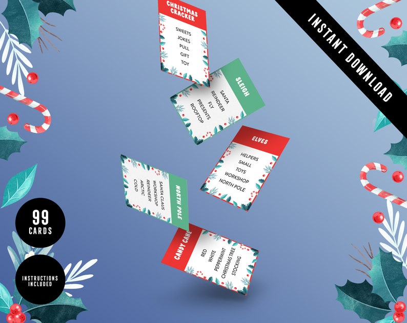 Christmas Taboo Christmas Party Game 90 Cards Christmas - Etsy