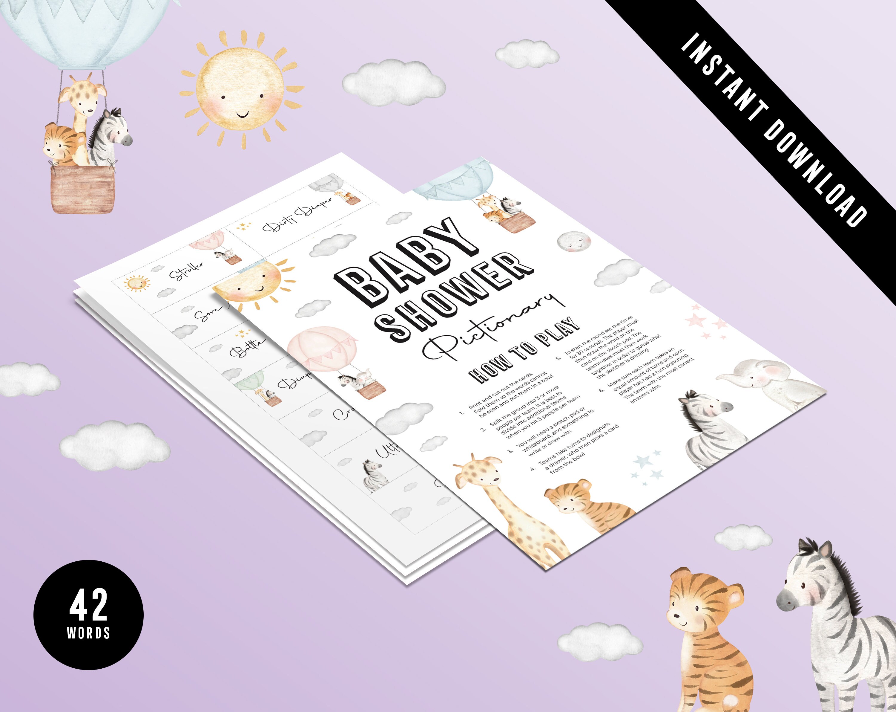 Baby Shower Pictionary | Baby Shower Game | Printable | Baby Shower ...