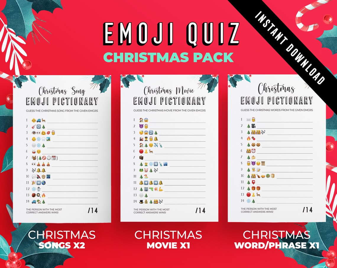 Christmas Emoji Quiz Bundle | Printables | Emoji Pictionary | Xmas ...
