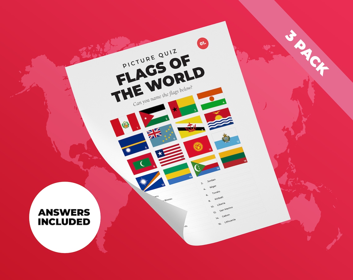 Flags of the World Flag Quiz Part Four Learn World Flags - Etsy UK