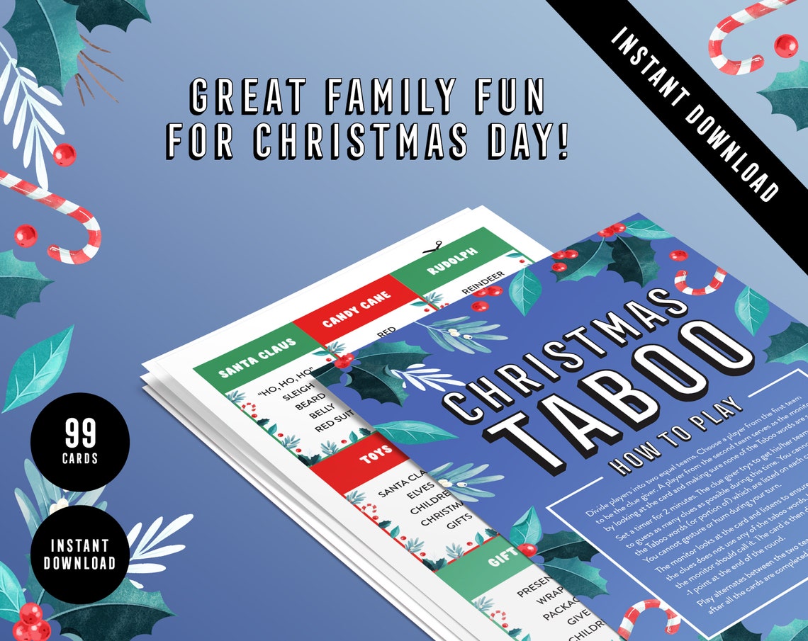 Christmas Taboo Christmas Party Game 90 Cards Christmas - Etsy