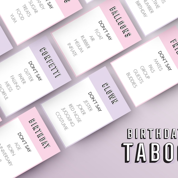 Birthday Taboo Party Game - Etsy