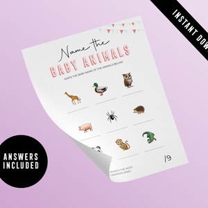 Baby Shower Animal Names Game, Baby Shower Games, Modern Baby Shower ...