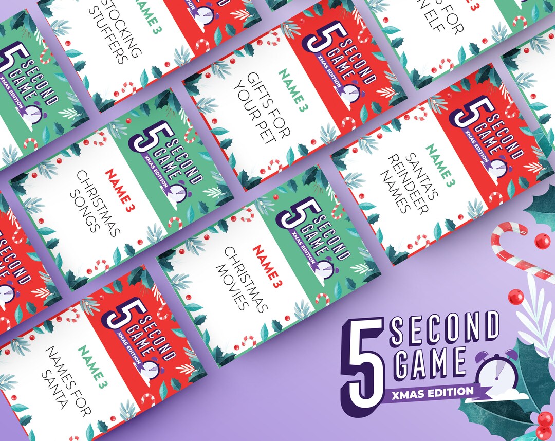 Christmas Five Second Game | Christmas Party Game | 54 Cards ...