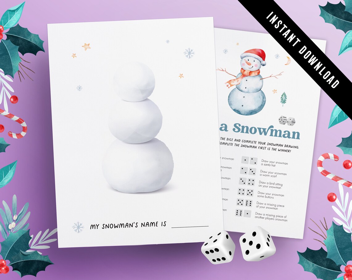 Roll a Christmas Bundle Dice Game Roll a Snowman Roll - Etsy