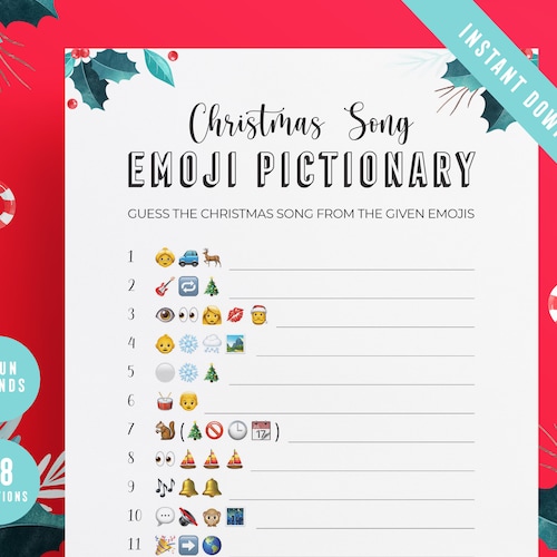 Christmas Song Emoji Quiz Christmas Activity Printables | Etsy