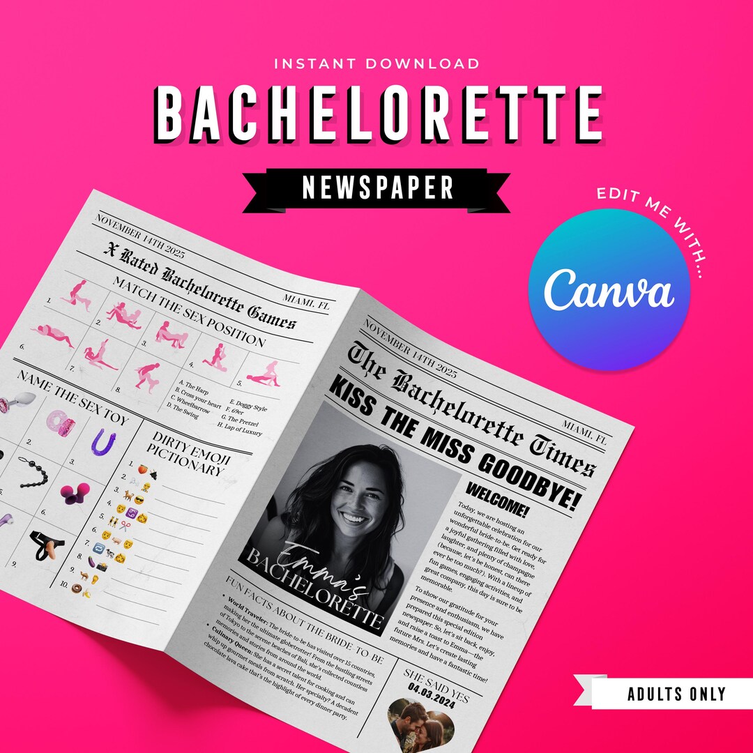 Editable Bachelorette Newspaper With Games | Instant Download | Dirty ...