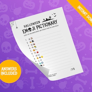 Halloween Emoji Pictionary Quiz | Halloween Activity | Printables ...