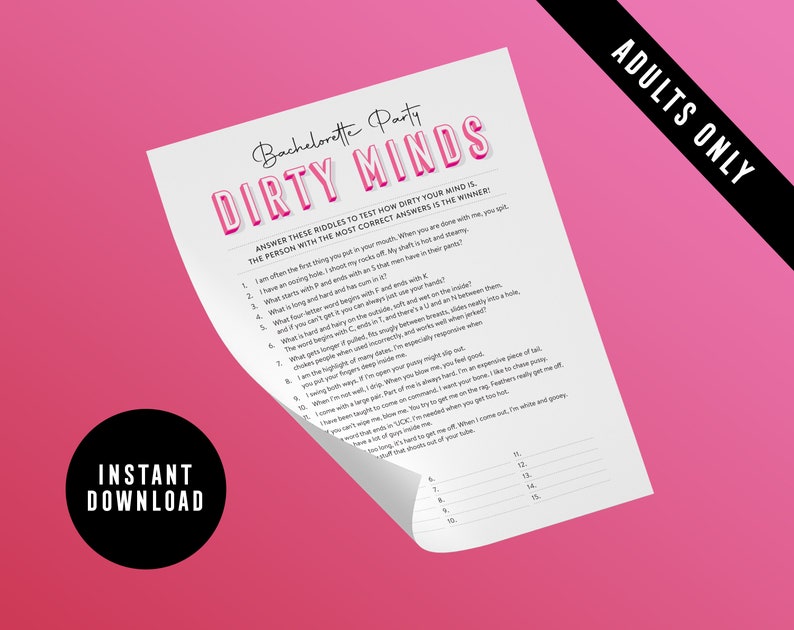 Dirty Minds Bachelorette Game Dirty Riddles Party Game - Etsy