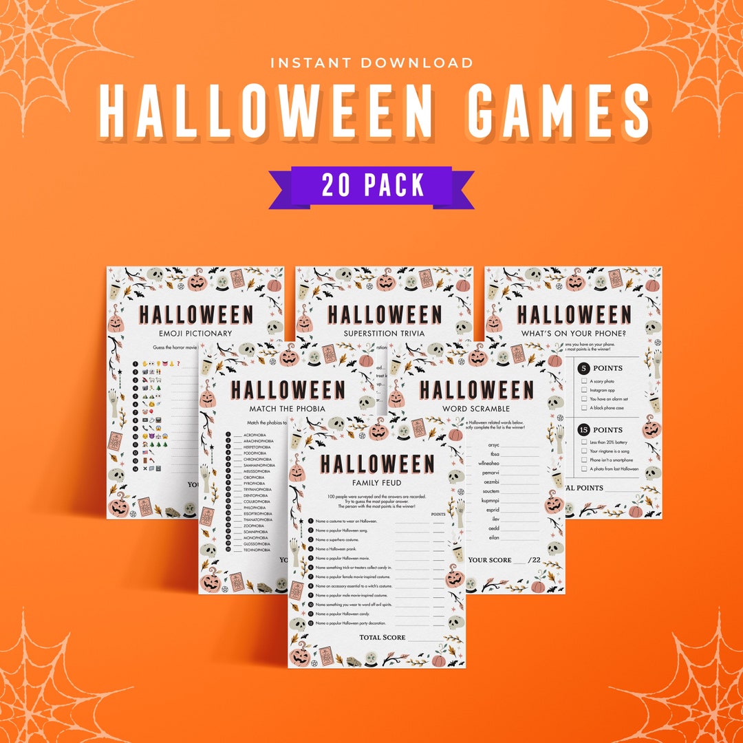 Halloween 20 Pack | Halloween Printable Games and Quizzes | Modern ...