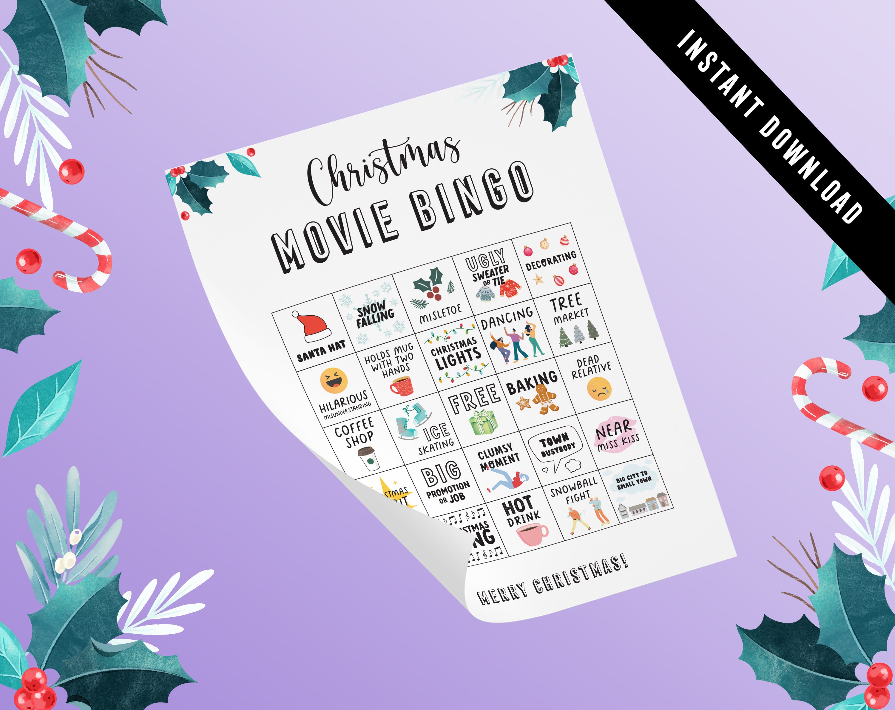 Christmas Movie Bingo Christmas Activity Printables Set - Etsy UK