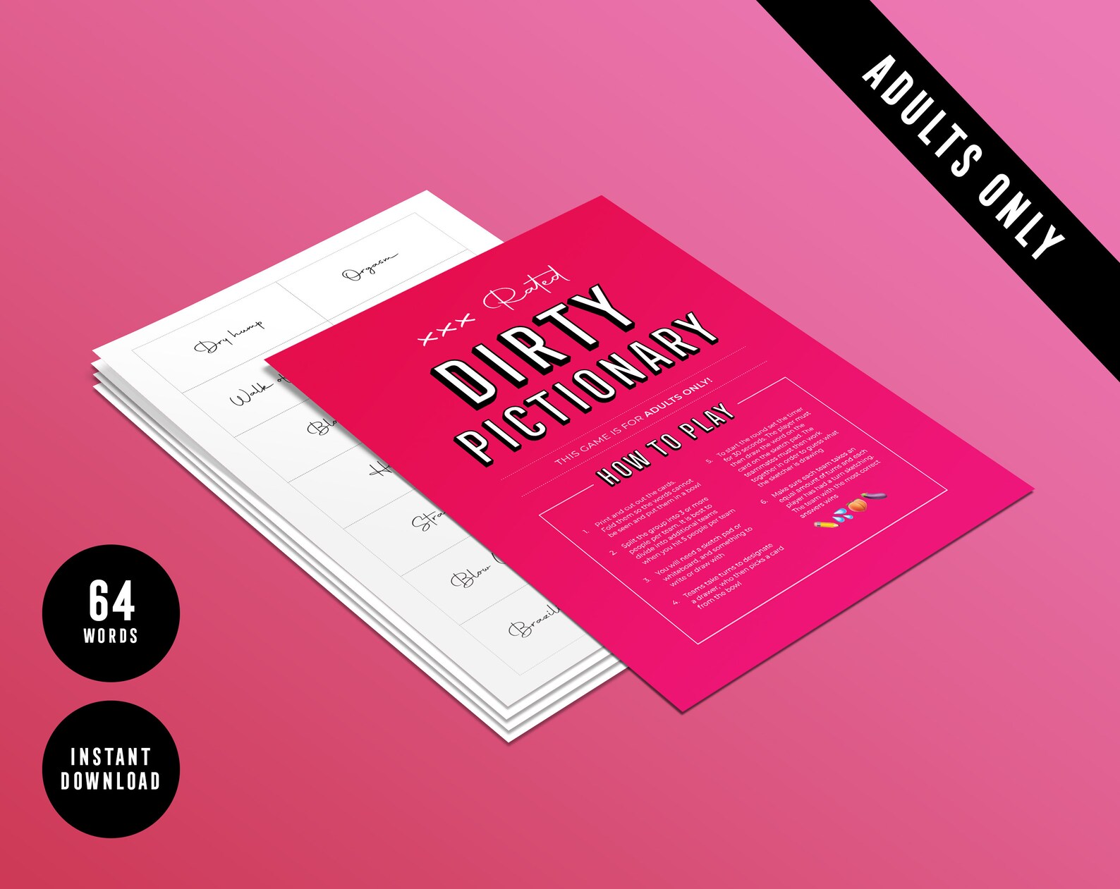 Bachelorette Party Printable Three Pack Dirty Pictionary | Etsy