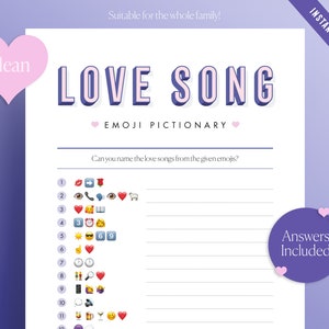 Clean Bachelorette, Love Song Emoji Pictionary Game, Clean Bridal ...