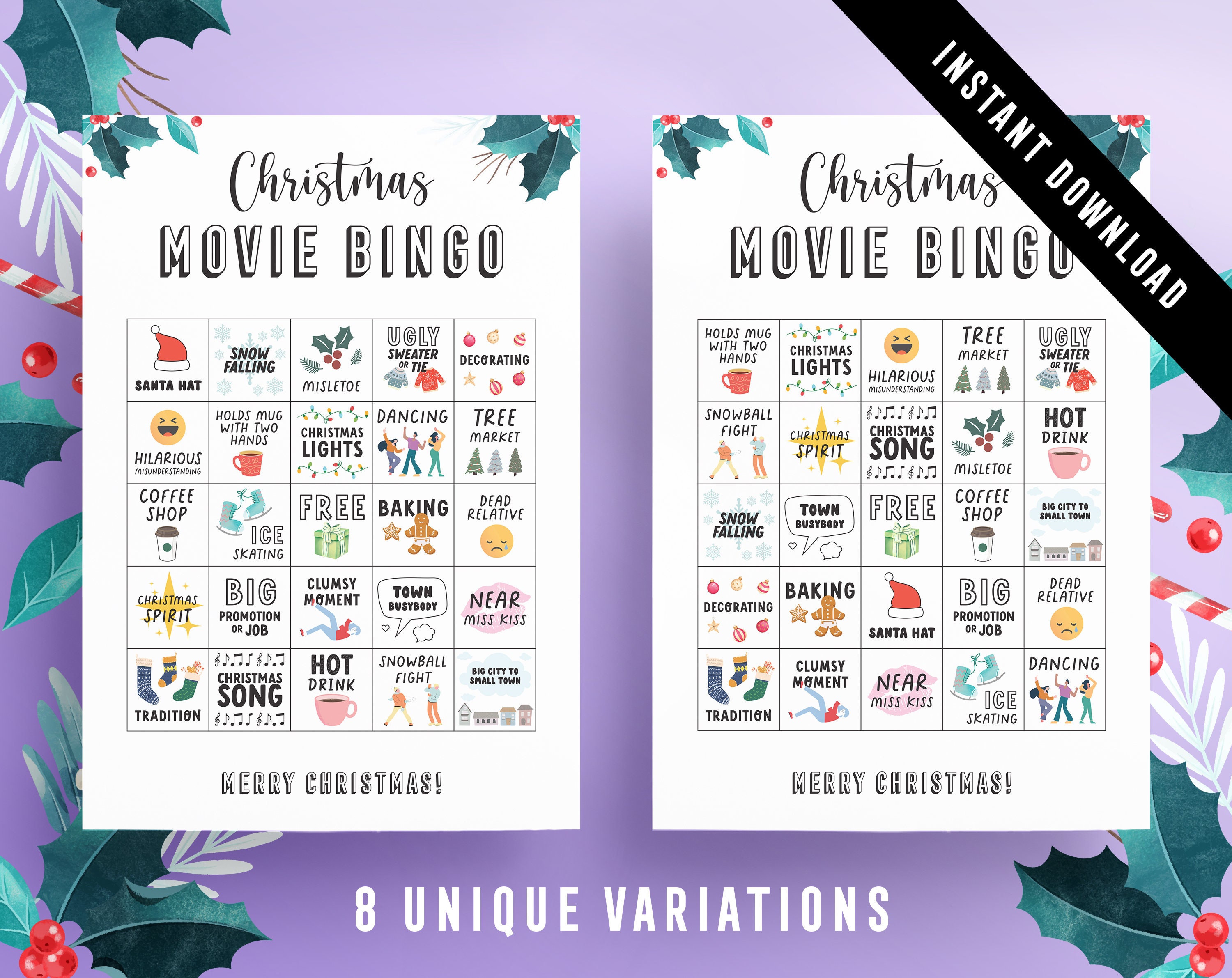 Christmas Movie Bingo Christmas Activity Printables Set - Etsy UK