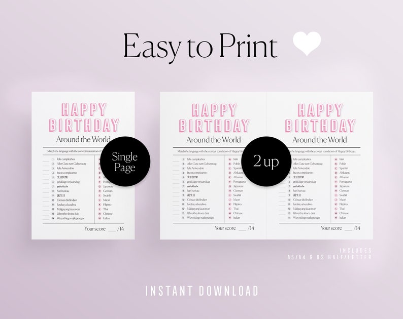 Happy Birthday Around the World Birthday Printable Game Party Game ...