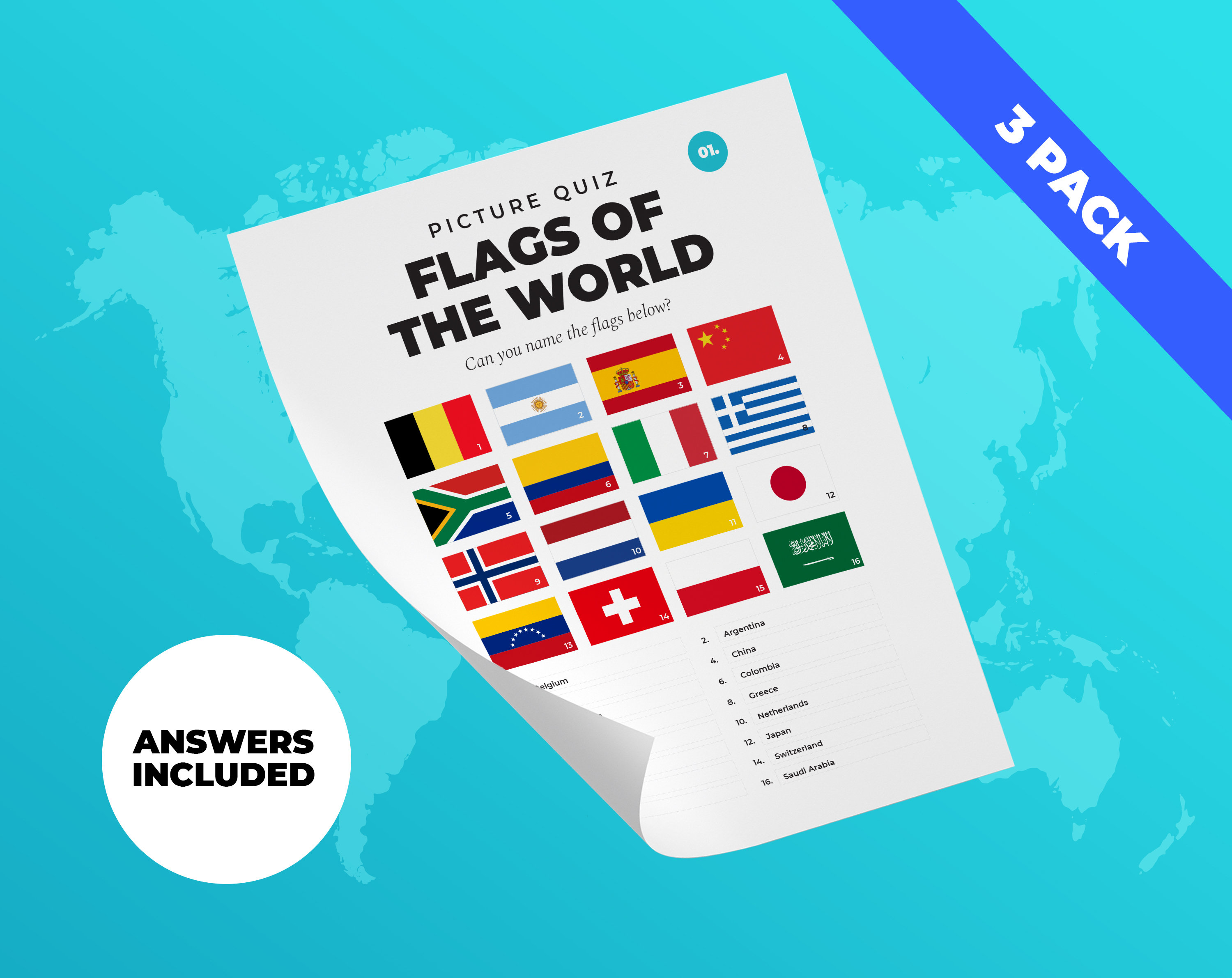 Flags of the World Flag Quiz Learn World Flags - Etsy UK