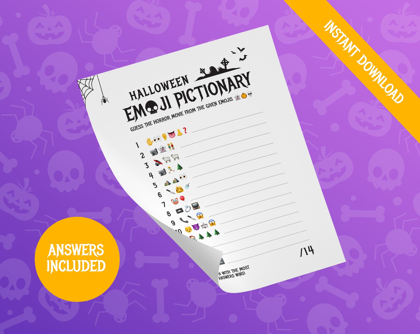 Halloween Horror Movie Emoji Quiz | Halloween Activity | Printables ...