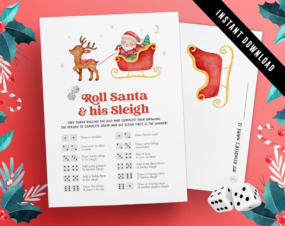 Christmas Roll Santa and His Sleigh Dice Game | Xmas Roll Santa ...