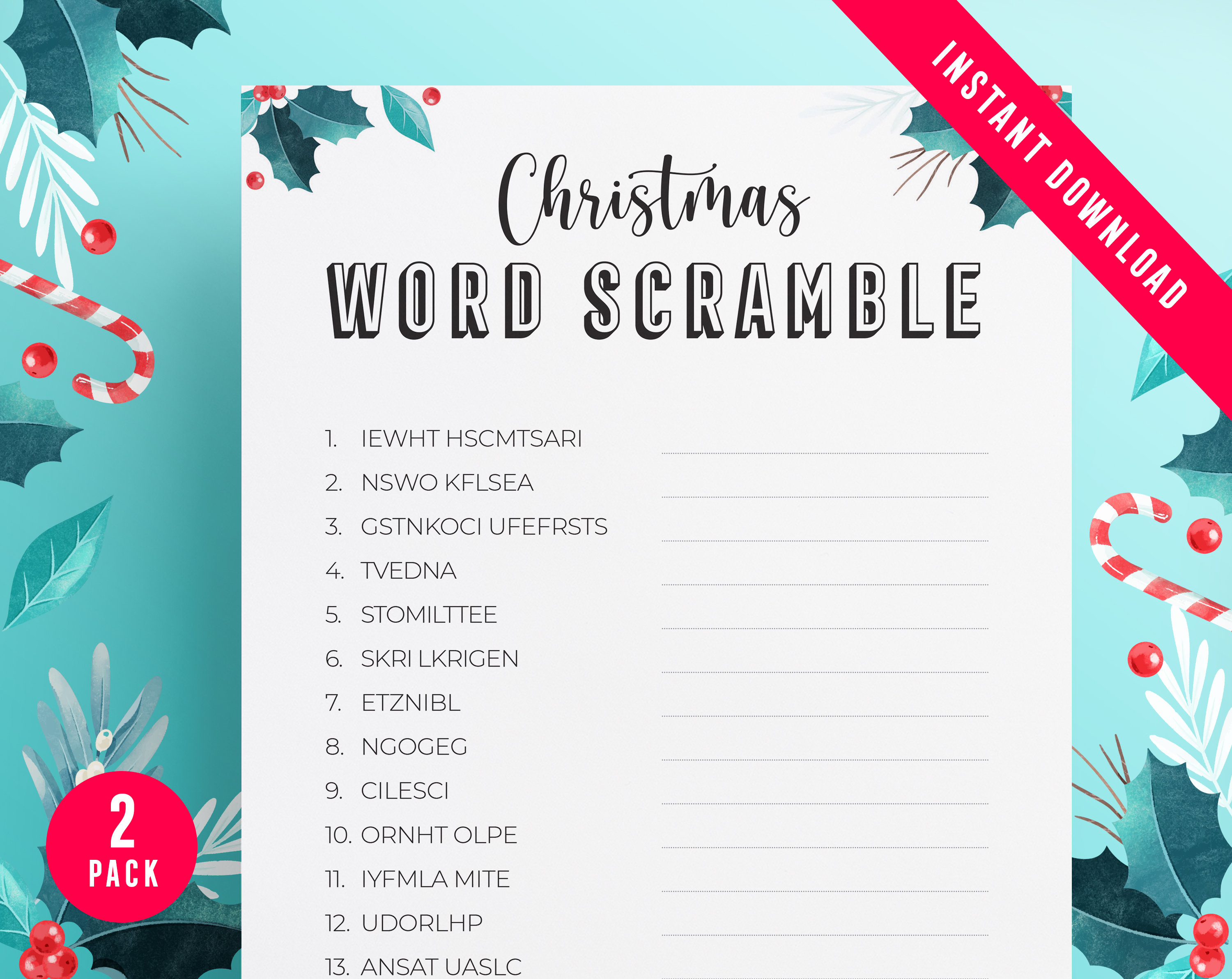 Christmas Word Scramble Christmas Activity Printables Fun Christmas ...