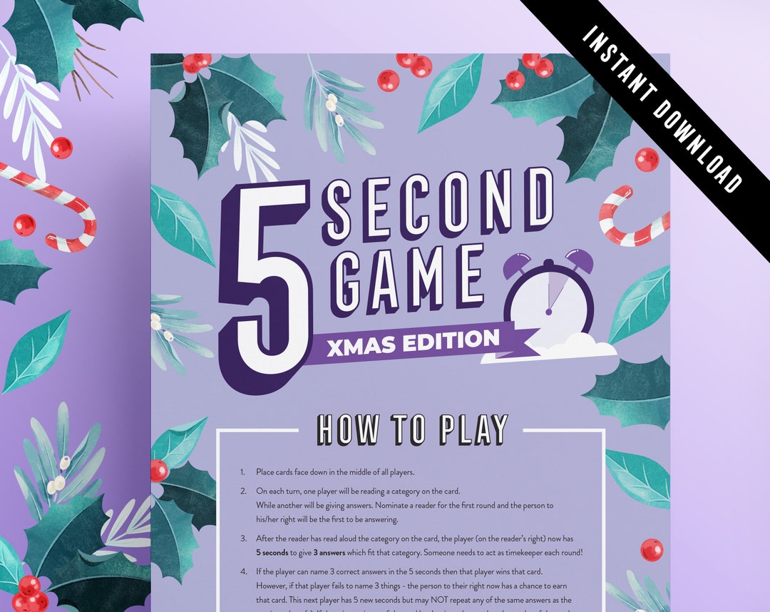 Christmas Five Second Game | Christmas Party Game | 54 Cards ...