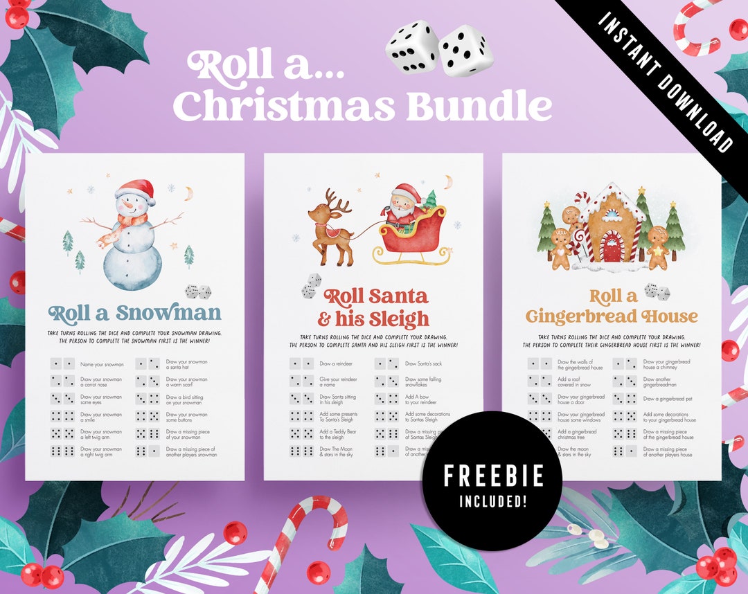 Roll a Christmas Bundle Dice Game | Roll a Snowman | Roll Santa | Roll ...