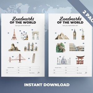 Landmarks of the World | Kids Activity | Children's Quiz | Printable ...