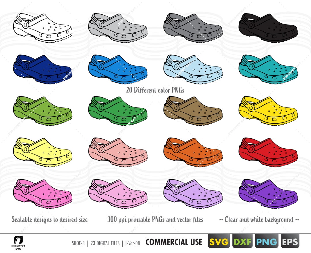 Clog Shoes Svg, Dxf, Eps, Sandals Clipart, Clog for Stickers Png ...