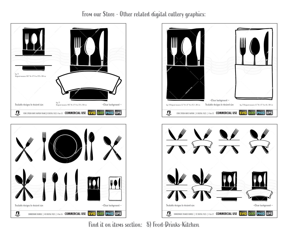 Dinner Plate Svg Fork Svg Fork Knife and Spoon Svg - Etsy