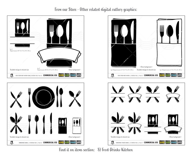 Dinner Plate Svg Fork Svg Fork Knife and Spoon Svg - Etsy