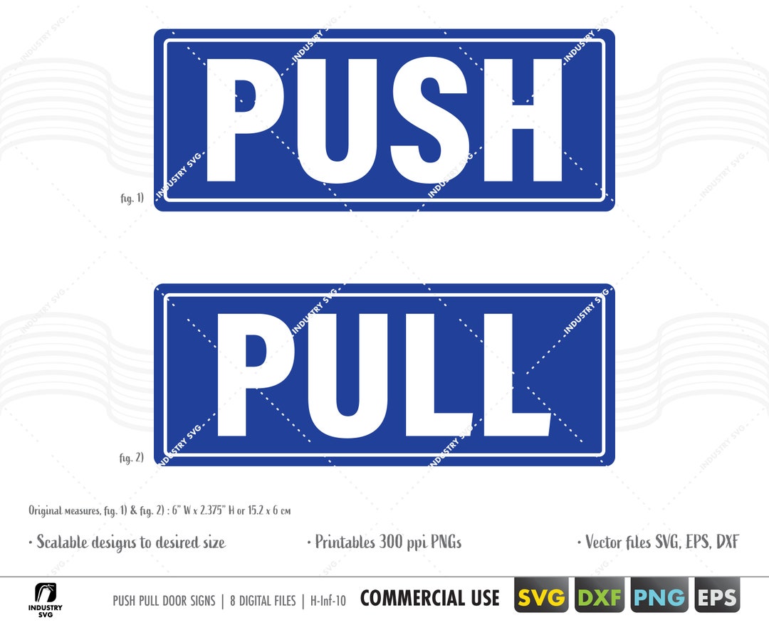 Push Pull Horizontal Door Signs Set Svg, Printable Door Sign Png, Push ...