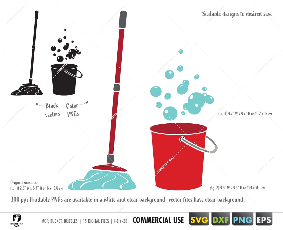 Mop Bucket Clipart, Mop Bucket Clip Art, Mop Bucket Svg, Cleaning ...